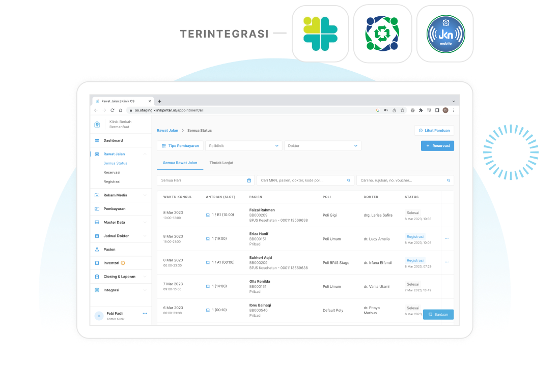 Aplikasi Klinik Mudah, Lengkap, Terintegrasi SATUSEHAT dan PCare BPJS